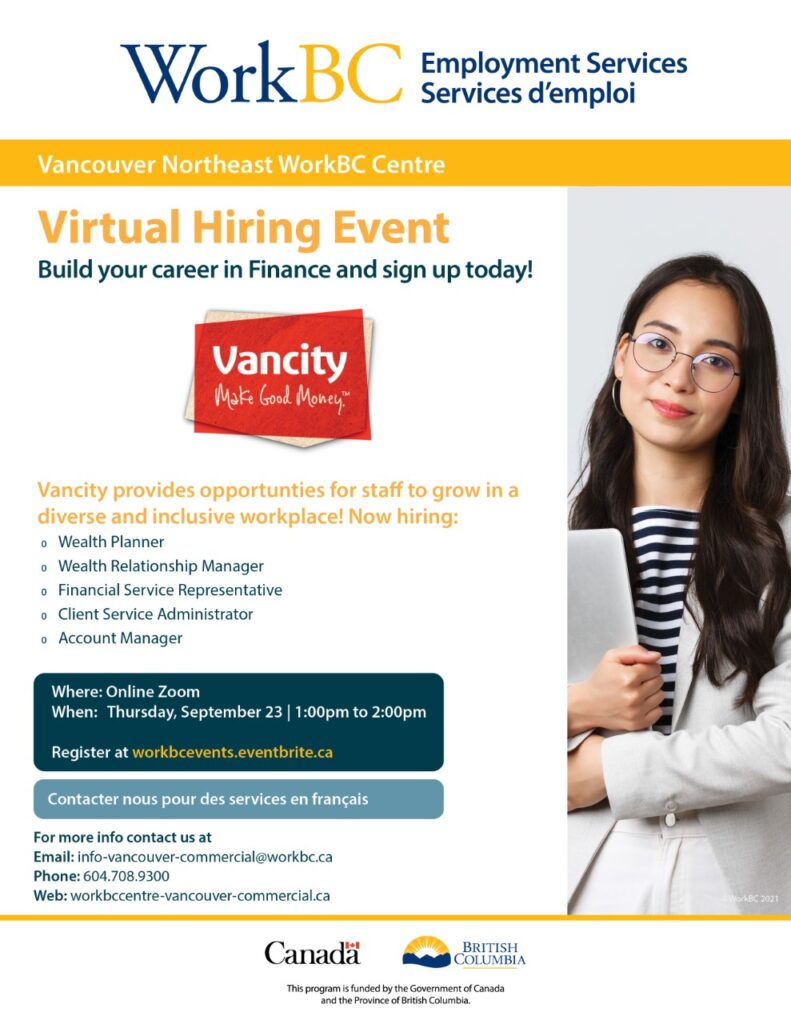 MOSAIC- WorkBC Vancouver Northeast Job Fair With Vancity – AMSSA